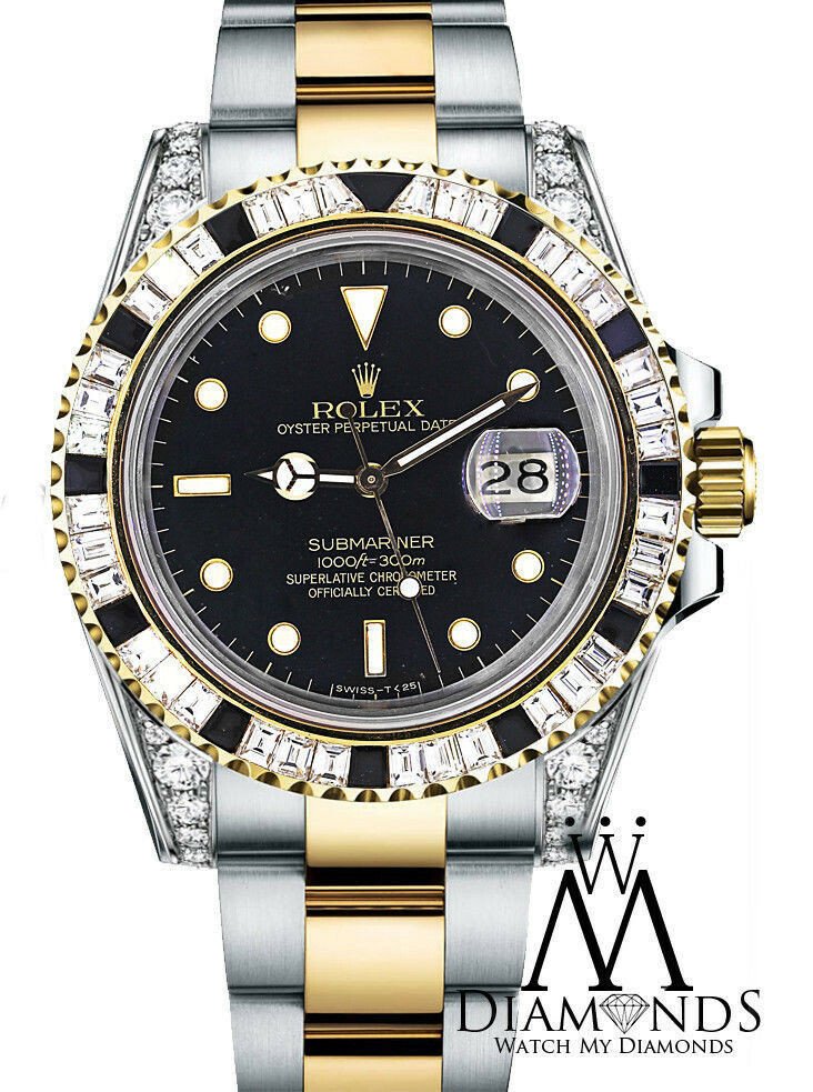 Diamond Rolex Submariner 18 K Gold & Ss In New York, New York, United ...
