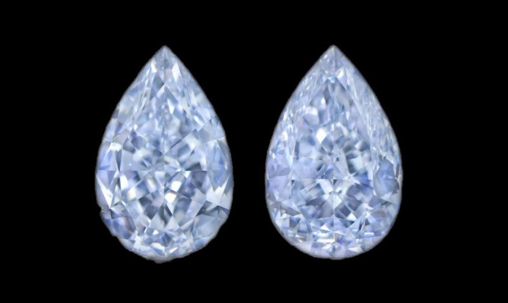 Pear Cut Fancy Intense Blue Diamond Pair 1.01ct (2.03 In Kowloon, Hong ...