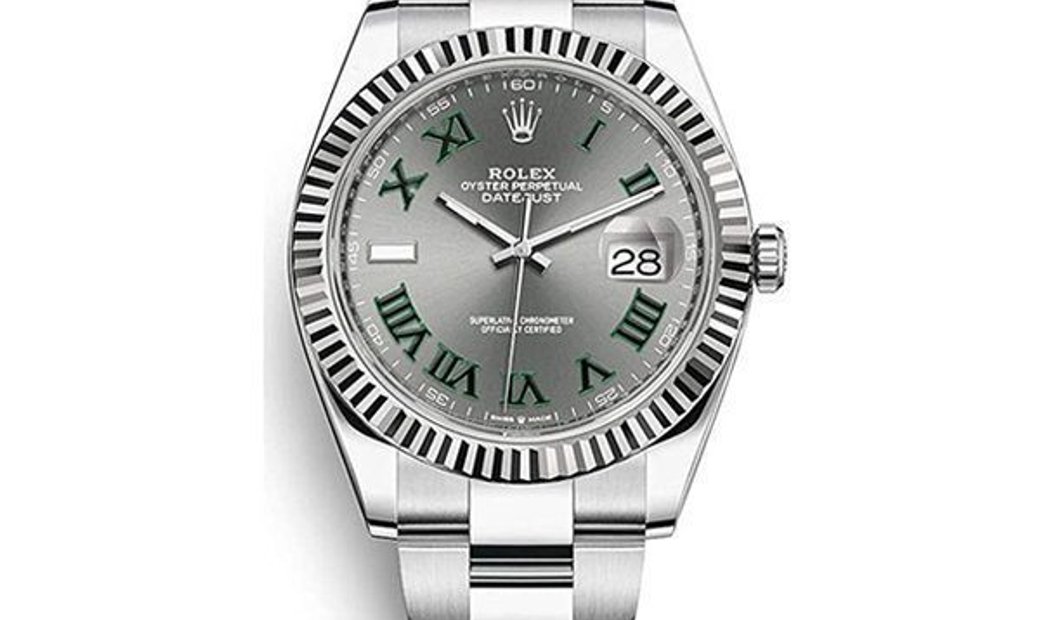 Rolex Datejust 41 Mm Grey Dial With Green Roman Numeral Men's Watch For ...