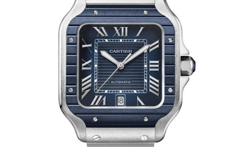 Cartier Santos De Cartier Wssa0048 Blue Striated Roman Dial Pvd Bezel ...