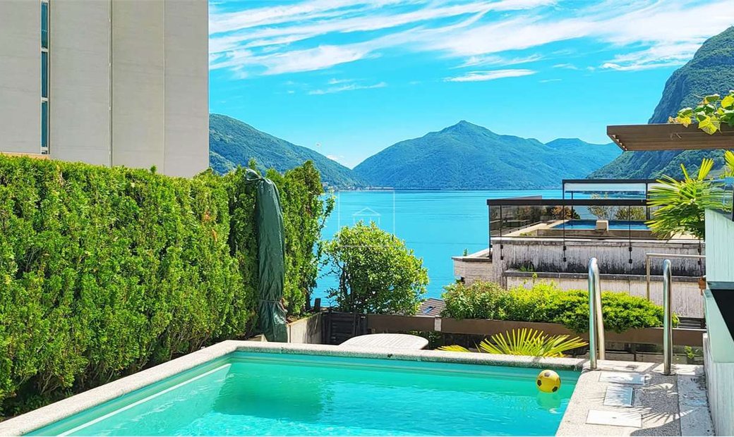3.5 Room Penthouse With Private Pool And Lake In Lugano, Ticino ...