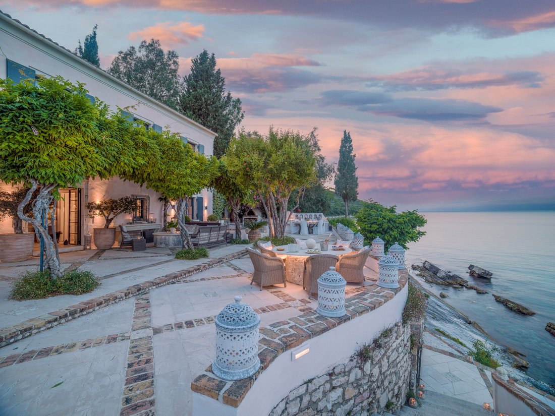 Kaniaro Seafront In Corfu, Peloponnese, Western Greece And The Ionian ...