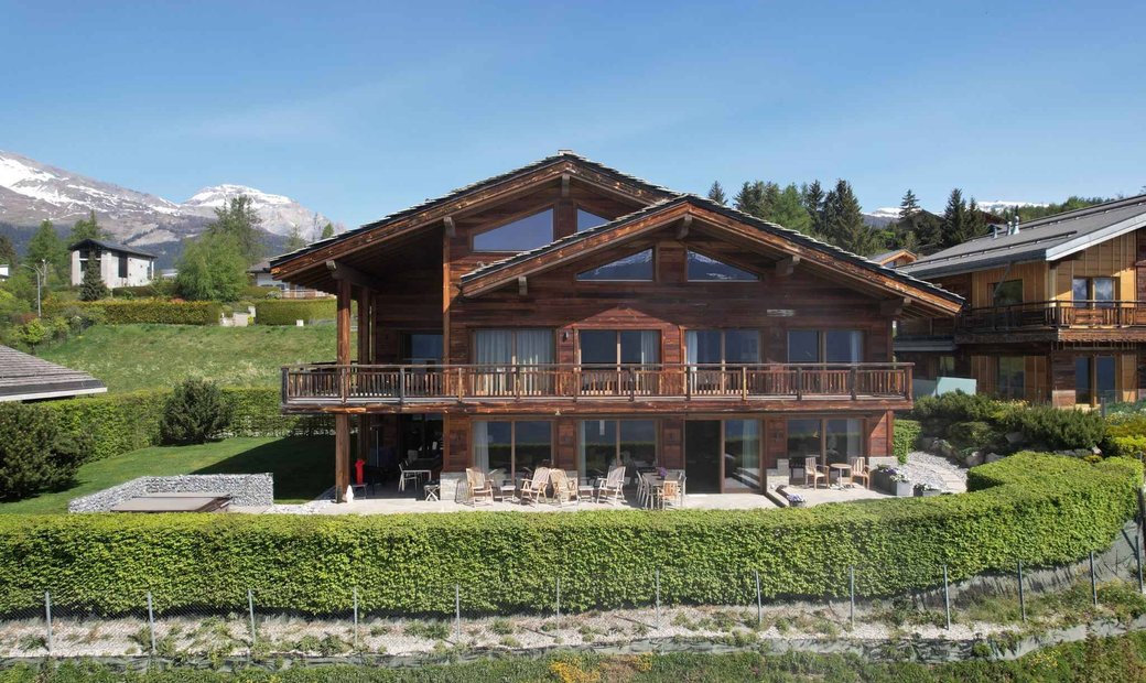 Magnificent Chalet In Old Wood With Panoramic View In Lens, Valais ...