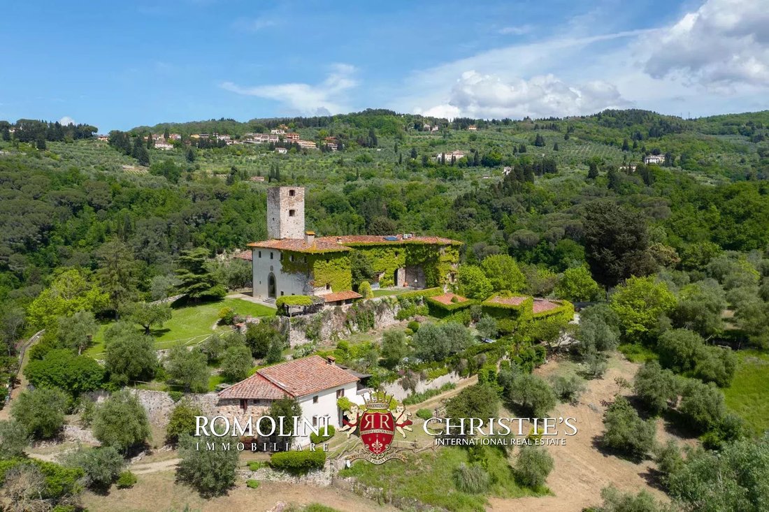 Castle With Views Of The Historic Center Of In Rimaggio, Tuscany, Italy ...