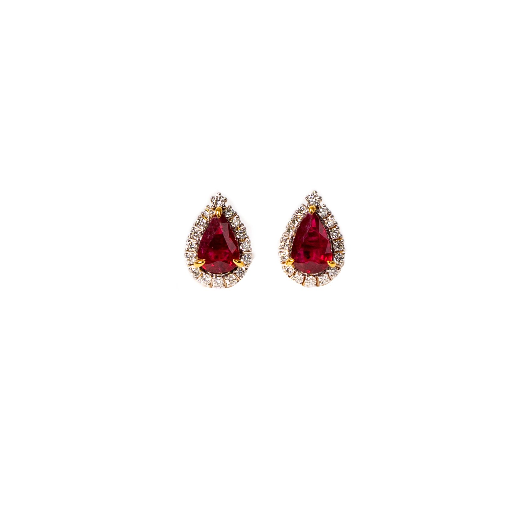 18ct Yellow Gold Vivid Red Ruby Pear In Tavistock, England, United ...