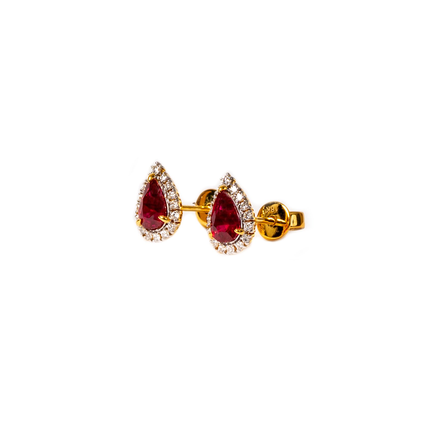 18ct Yellow Gold Vivid Red Ruby Pear In Tavistock, England, United ...