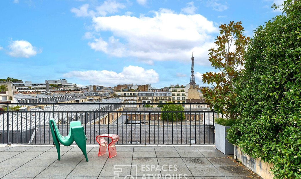 Top Floor With Open Air Terrace And Eiffel In Paris, île De France ...