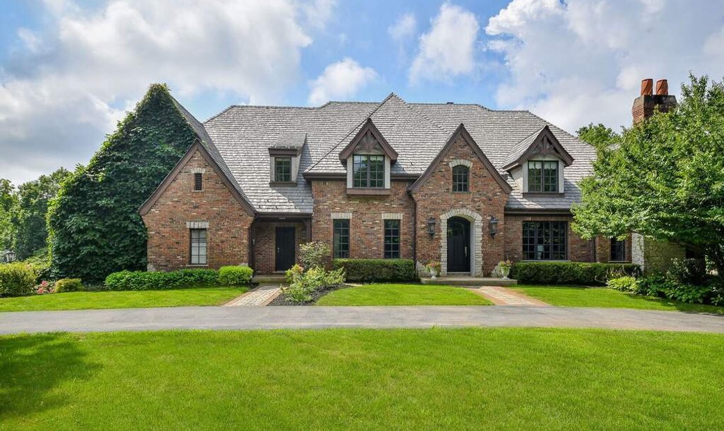 Stately All Brick Home Framed By Circular In Wayne, Illinois, United ...