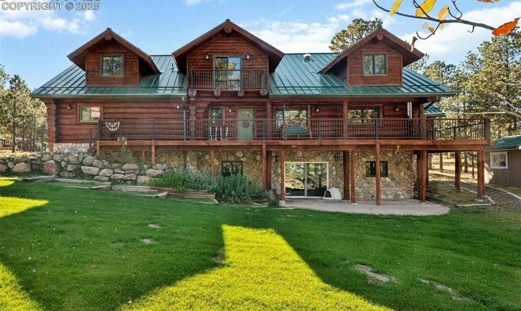 Secluded Log Estate With Waterfall In Colorado Springs, Colorado ...