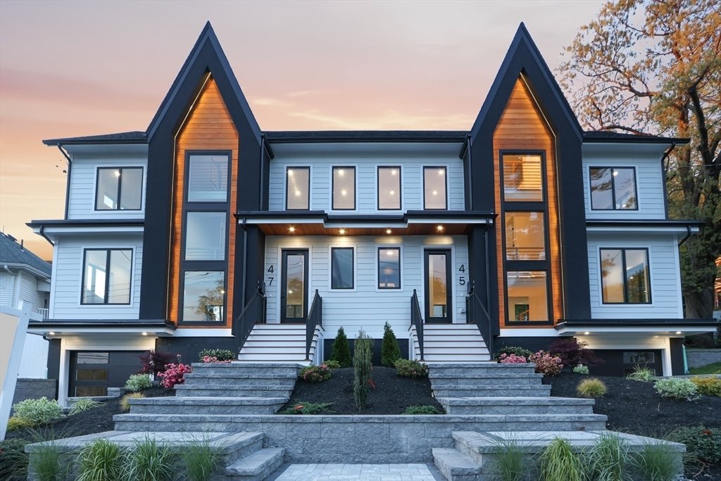 Sleek Townhome Showcasing Modern In Newton, Massachusetts, United ...