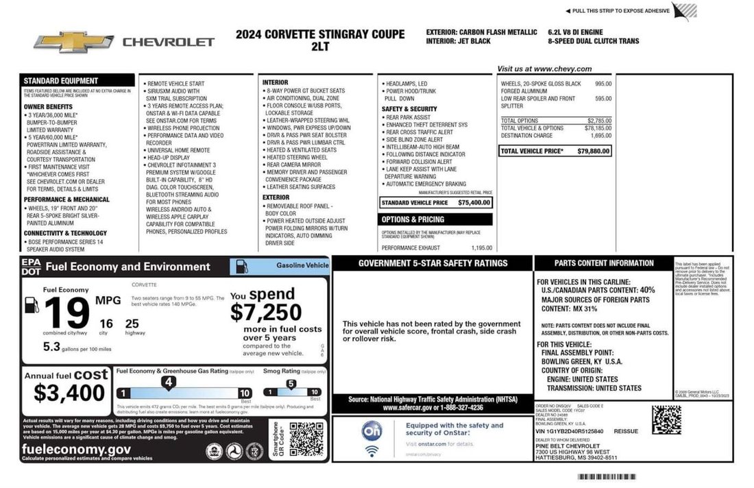 2024 Chevrolet Corvette In Lafayette, La, United States For Sale (16813577)